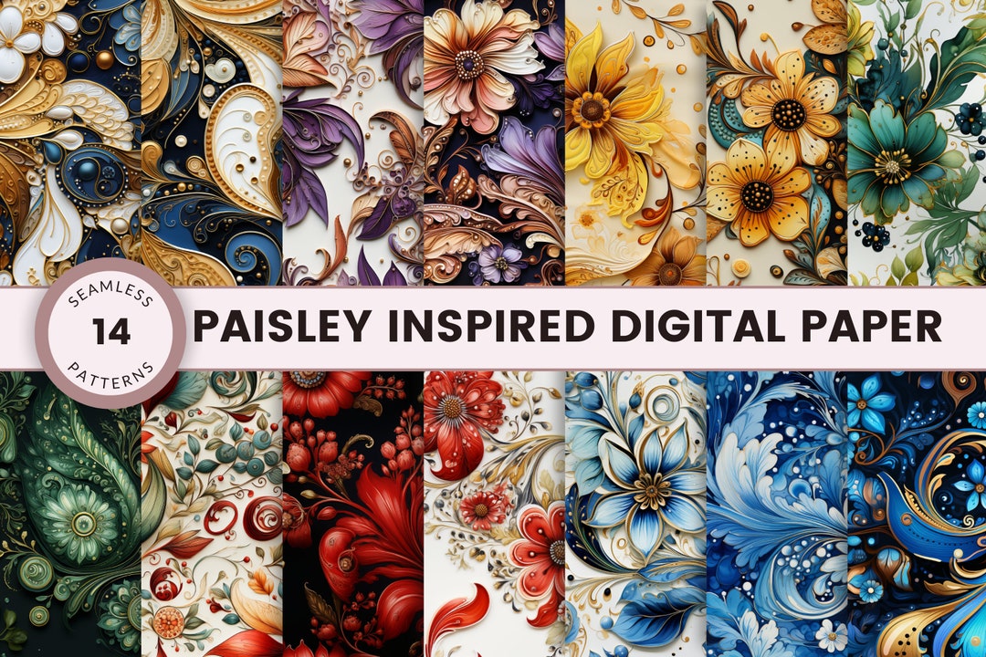 14 Paisley-inspired Digital Paper Seamless Patterns - Etsy