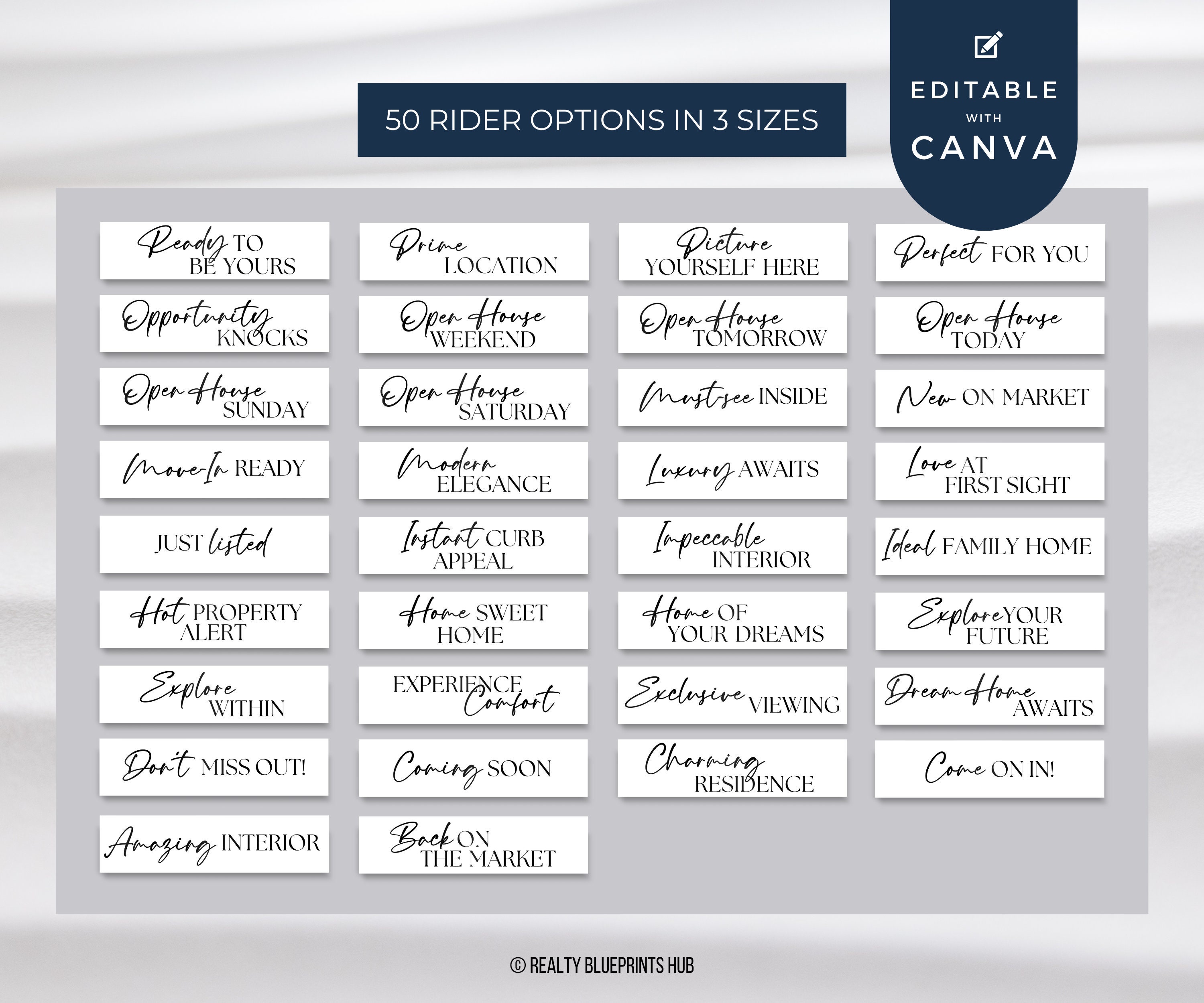 50 Real Estate Yard Sign Riders: Custom Realtor Marketing (digital ...