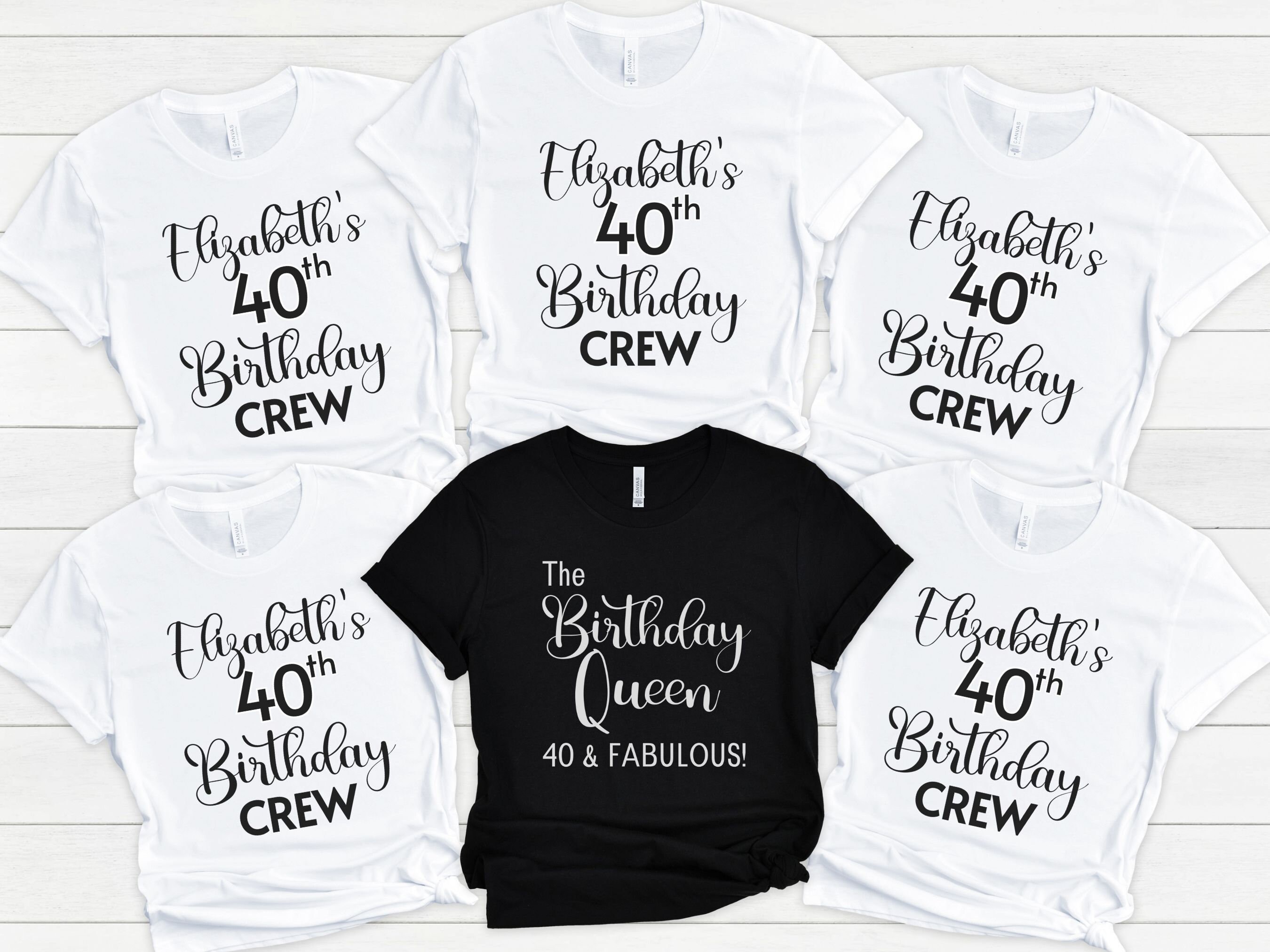 Custom Birthday Crew Shirts, Personalized 40th Birthday Party Shirts ...