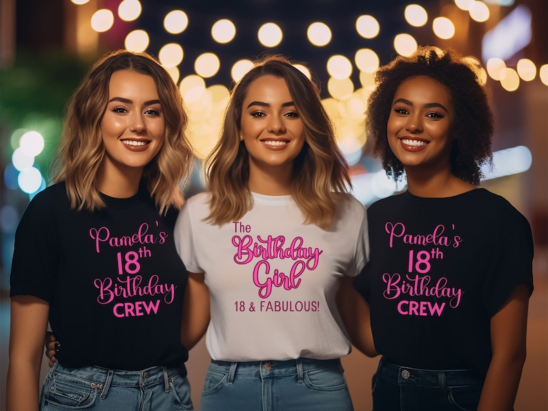 Personalized Name and Age Birthday Shirt, Custom 18th Birthday Crew Shirts, 18th Birthday Girl ...