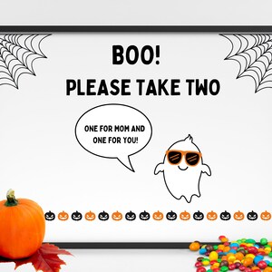 Cute Printable Halloween Ghost Trick-or-treat Sign, Please Take Two ...