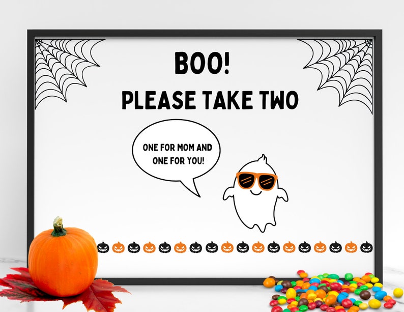 Cute Printable Halloween Ghost Trick-or-treat Sign, Please Take Two ...