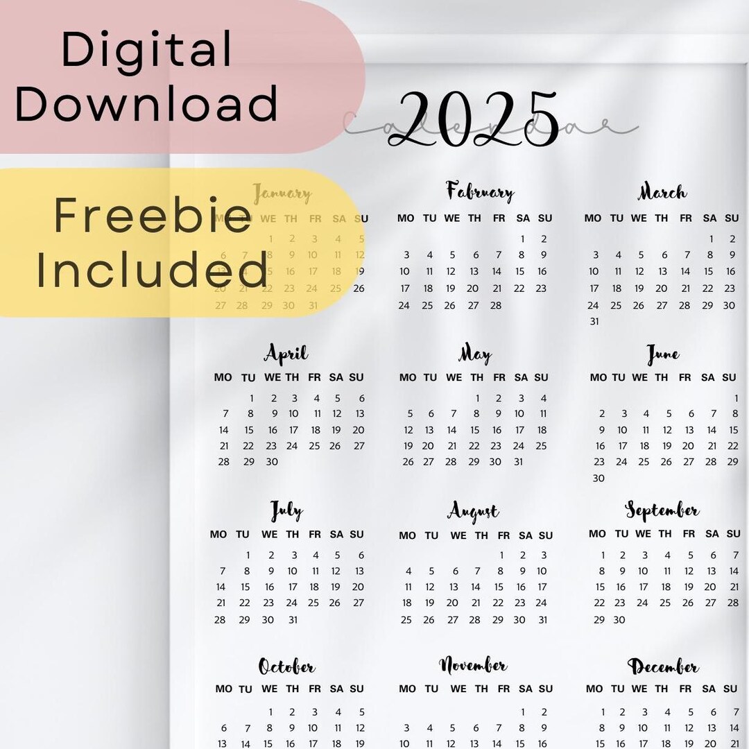 2025 Calendar Digital Printable Calendar - Etsy