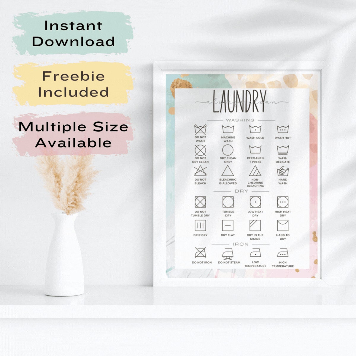 Laundry Guide Poster in Laundry Room Instant Digital - Etsy