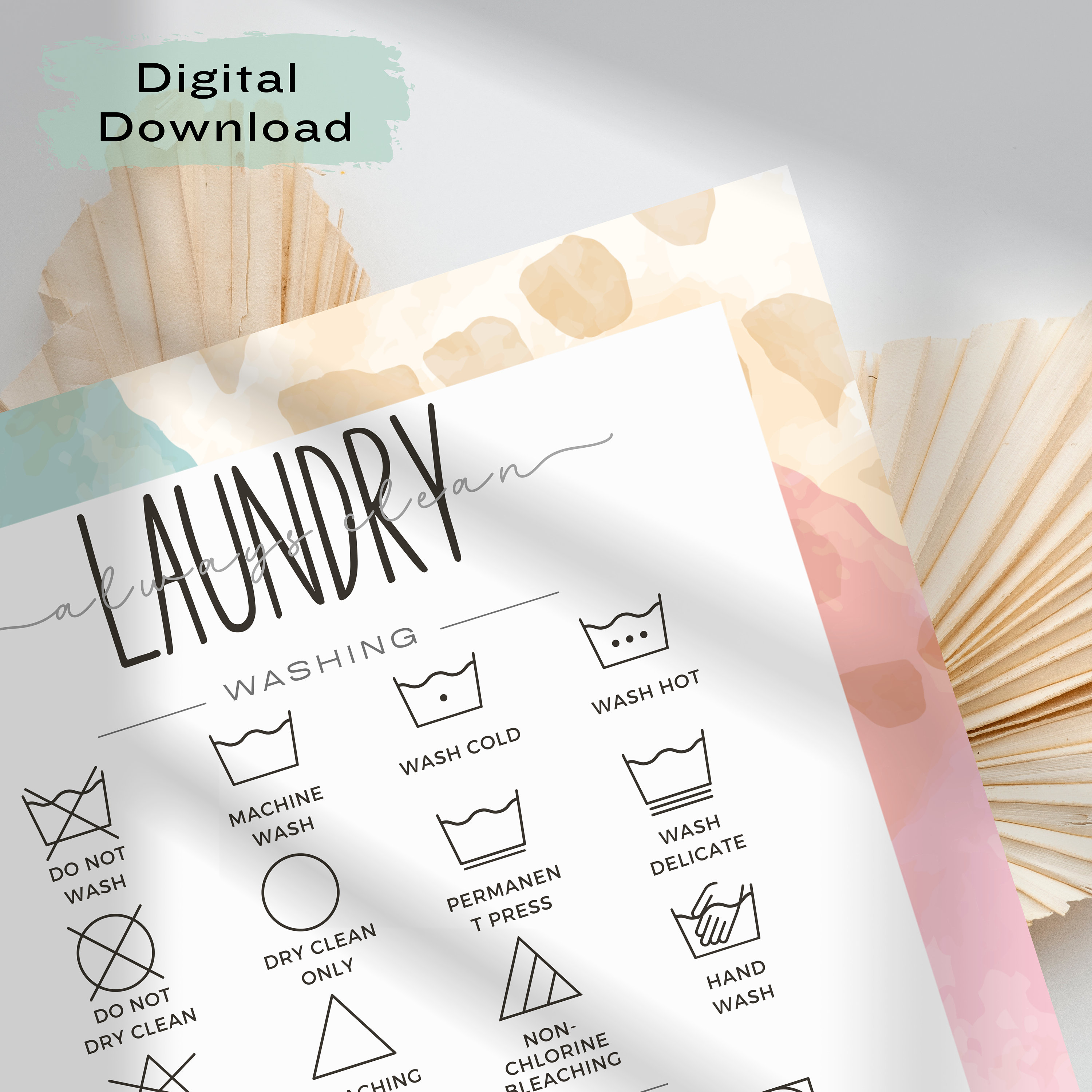 Laundry Guide Poster in Laundry Room, Instant Digital Download, Laundry ...