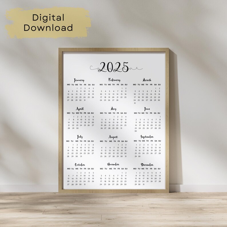 2025 Calendar Digital Printable Calendar - Etsy