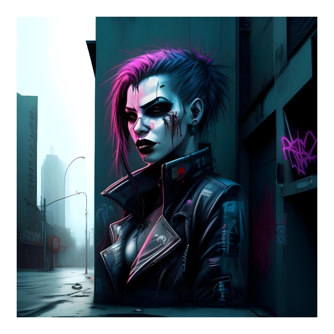 Cyberpunk Female Vampire, Street Art - Etsy