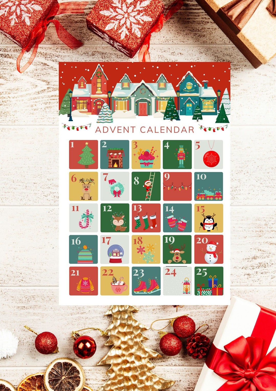 Printable Advent Calendar, Advent Calendar, 24 Printable Advent ...