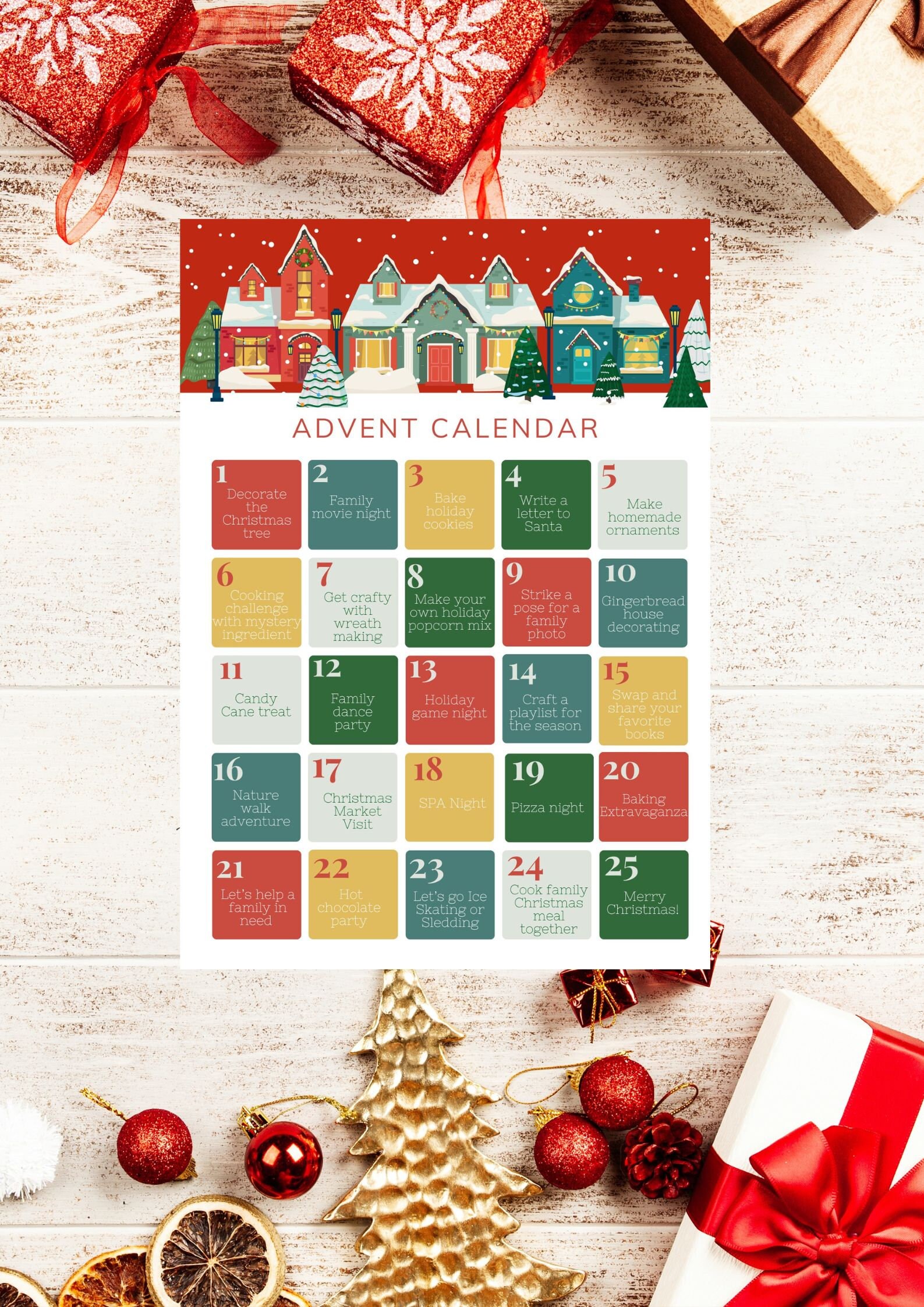 Printable Advent Calendar, Advent Calendar, 24 Printable Advent ...