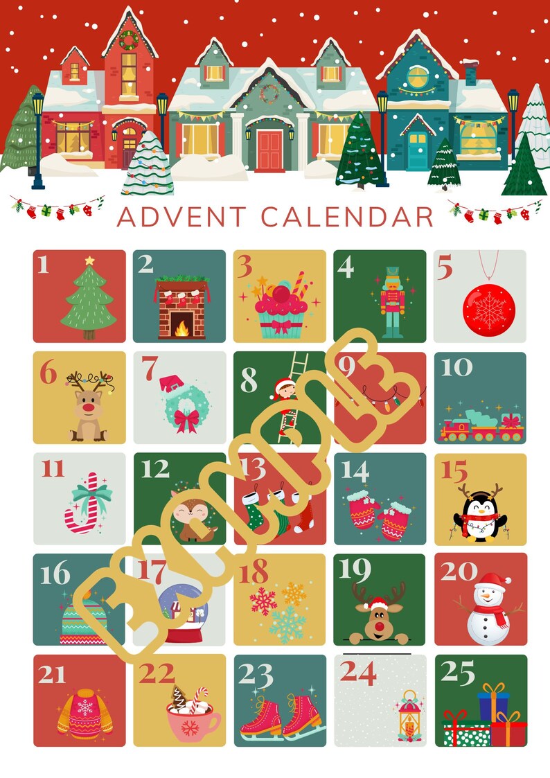 Printable Advent Calendar, Advent Calendar, 24 Printable Advent ...