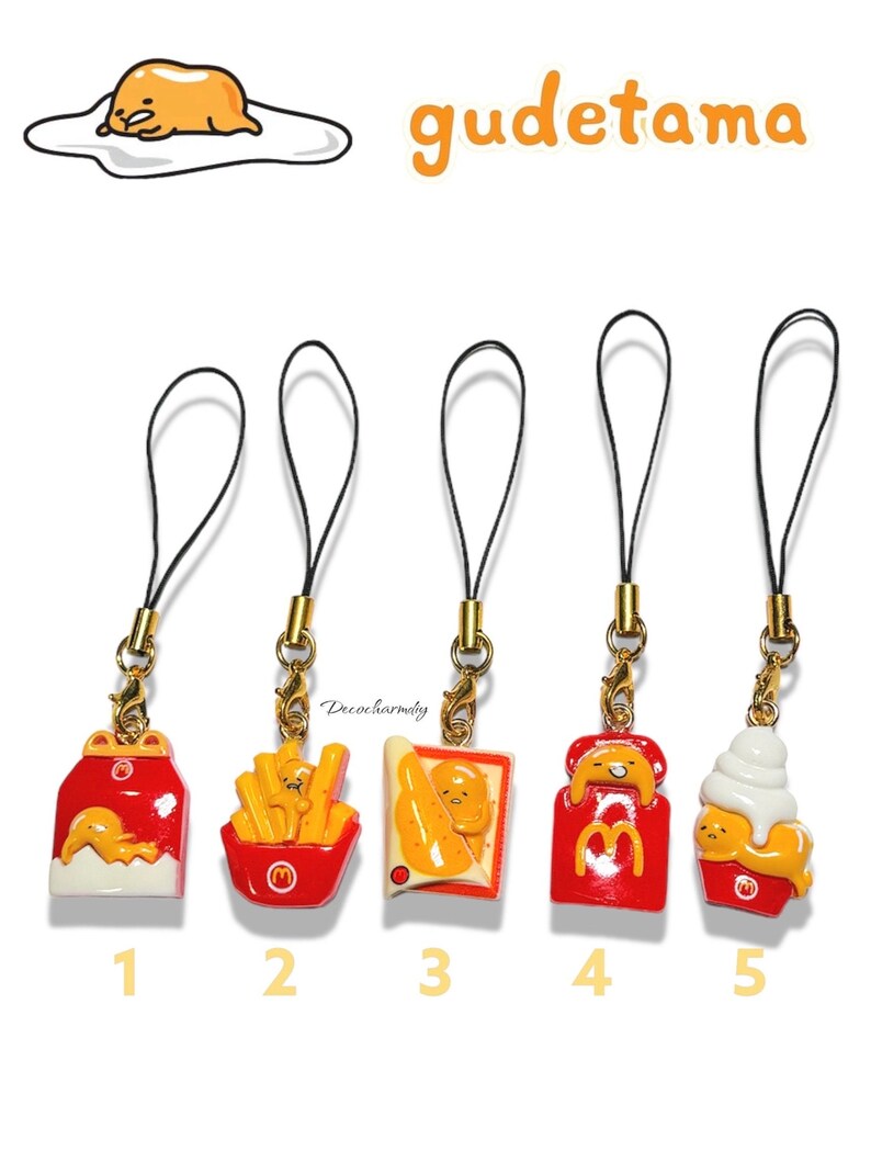 Kawaii Sanrio Gudetama Lazy Egg Phone Charm Cute Phone Charm Keychain ...