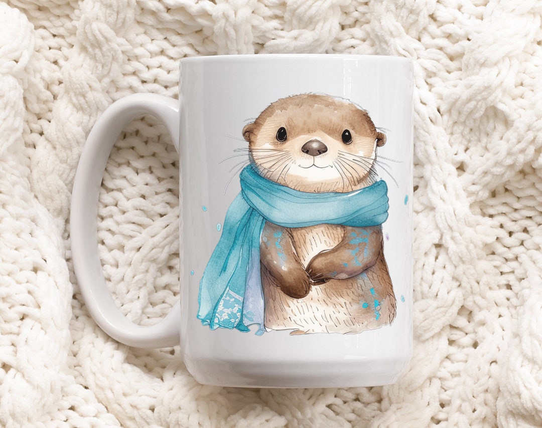 Otter Mug Otter Coffee Mug Cute Otter Mug Otter Cup Watercolour Animal ...