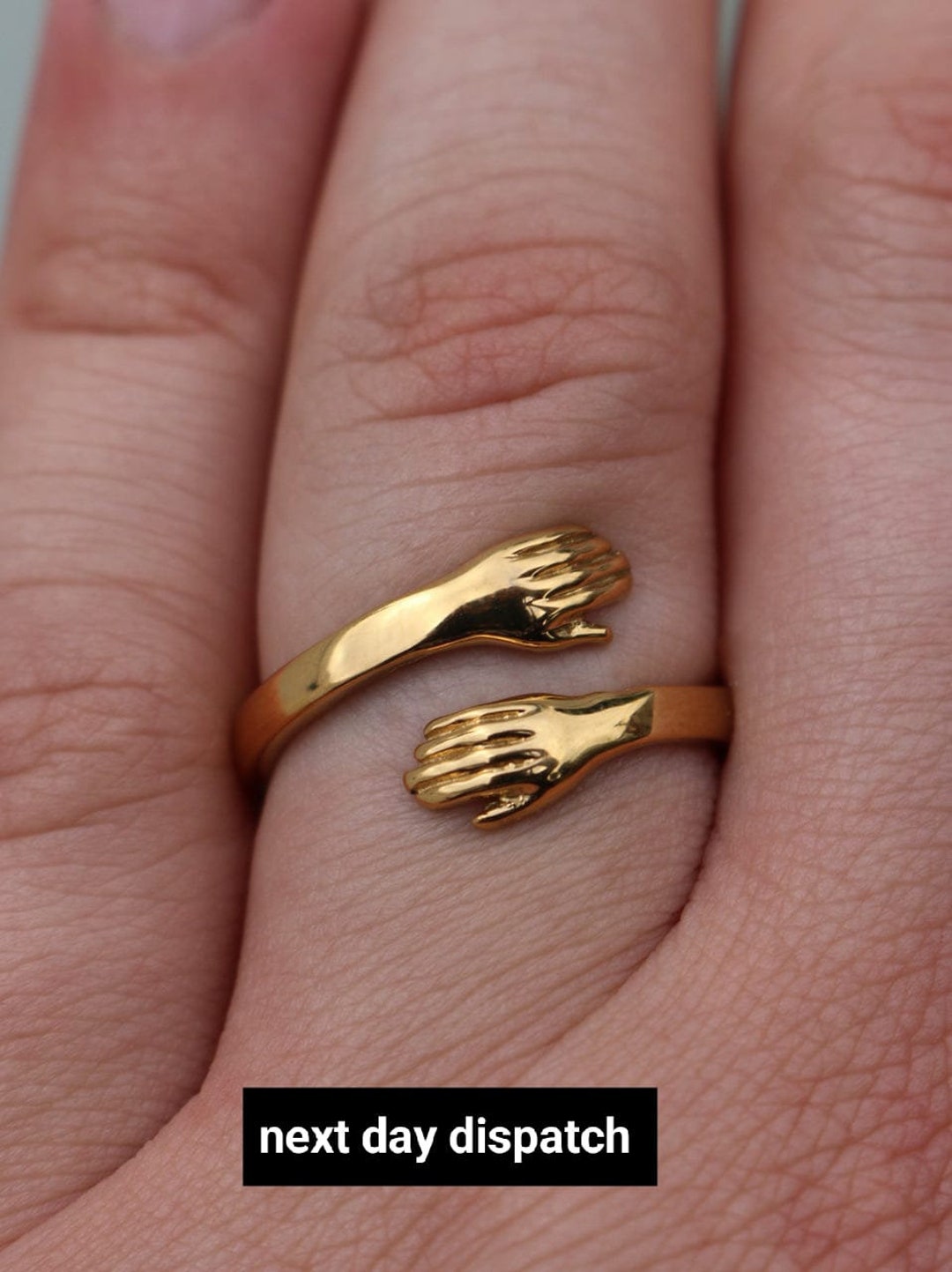 Gold Hug Ring: Adjustable Brass Hand Ring, Friendship Jewelry - Etsy