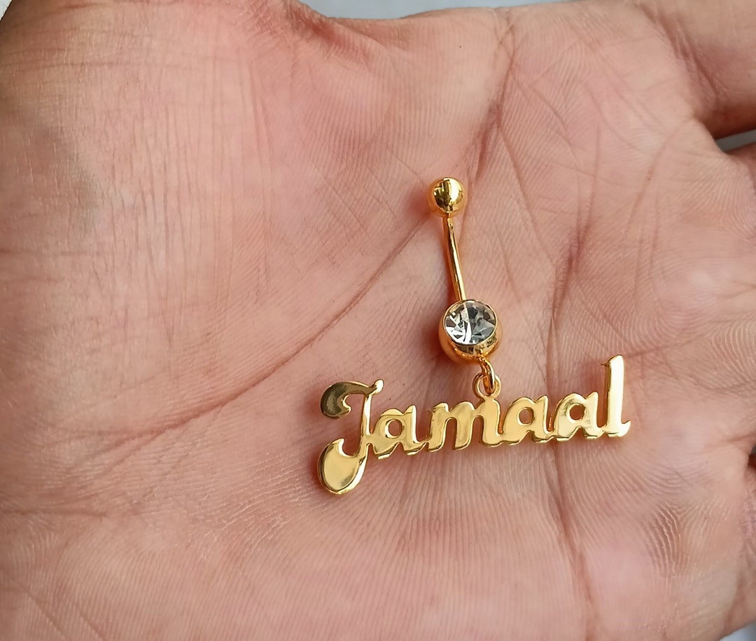 Custom Name Belly Ring: Personalized Zircon Navel Jewelry - Etsy