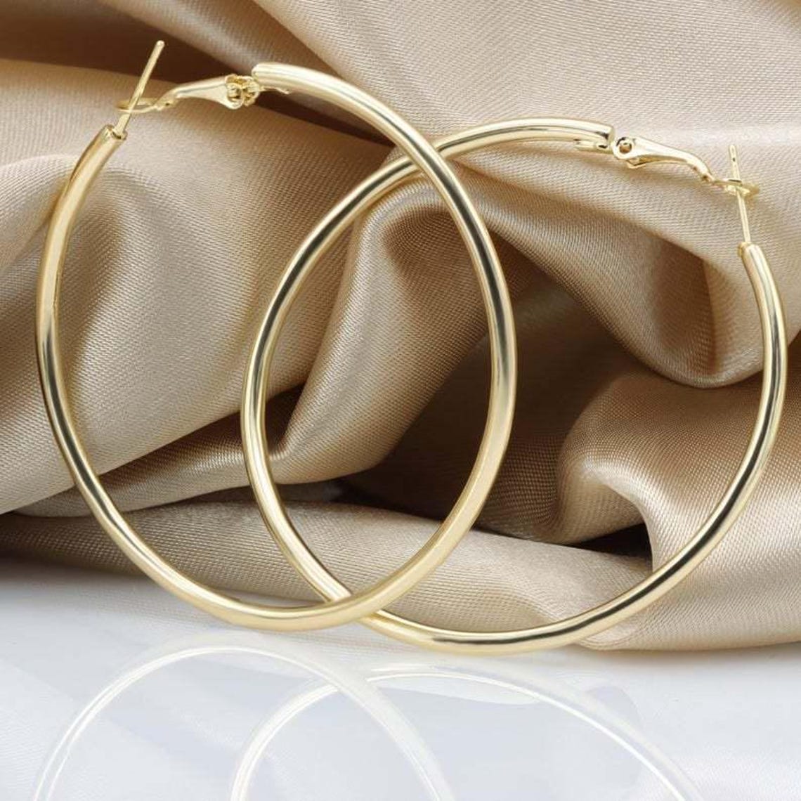 Big Gold Earrings Large Hoops - 14k Gold Plated Big Gold Hoops,40mm ...