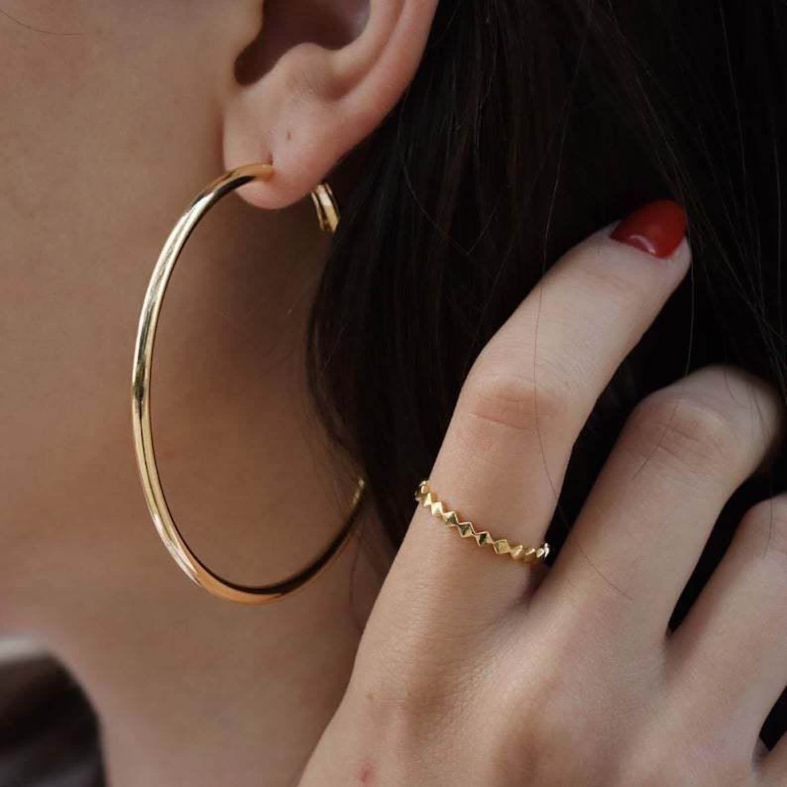 Big Gold Earrings Large Hoops - 14k Gold Plated Big Gold Hoops,40mm ...