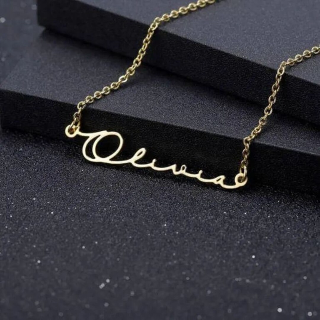 Signature Name Necklace Personalized Gold Name Necklace With - Etsy