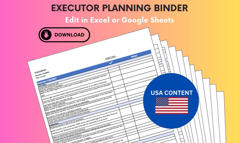 Executor Planning Binder: Estate Checklist & Inventory (USA Content ...