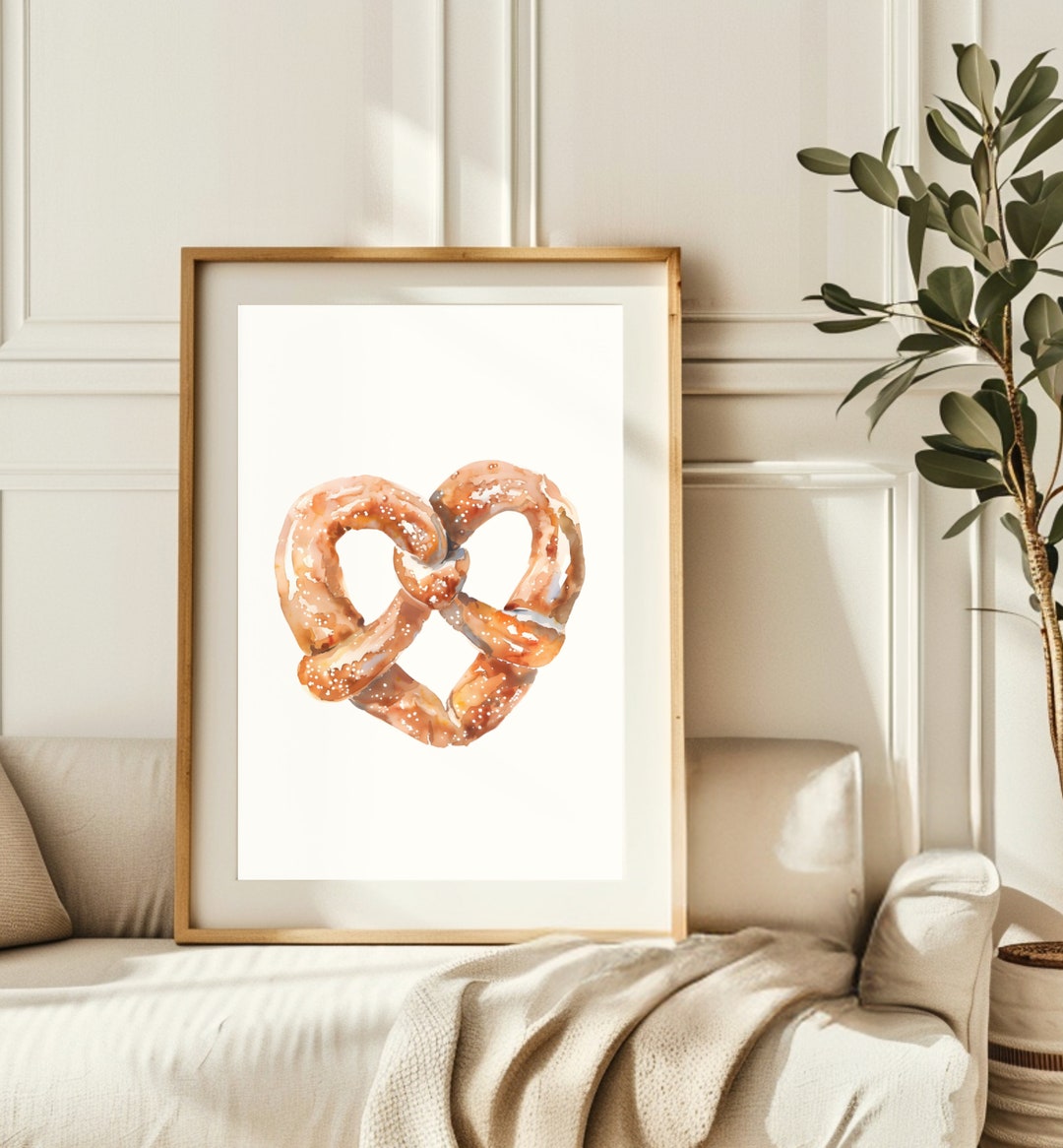 Pretzel Poster Heart-shaped Pretzel Wall Art Pretzel Print Pretzel Food ...