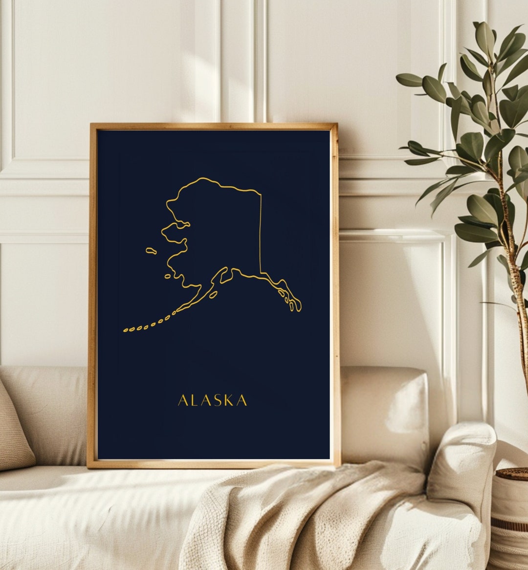 Alaska Map Poster Map of Alaska Poster Alaska Wall Print Alaska Map ...