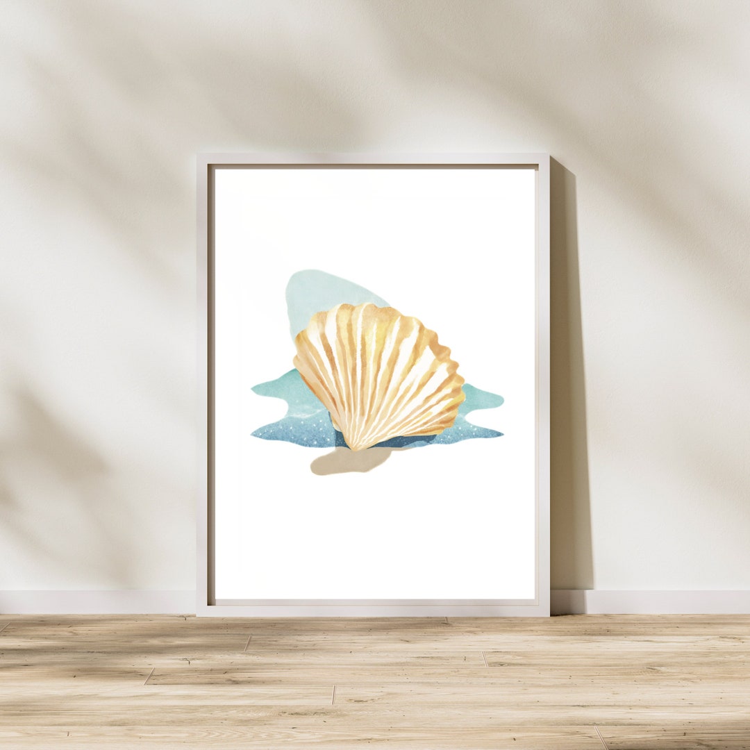 Seashell Poster Coastal Wall Art Seashell by the Ocean Print Summer ...