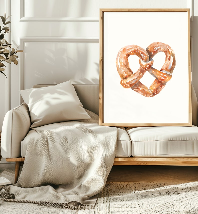 Pretzel Poster Heart-shaped Pretzel Wall Art Pretzel Print Pretzel Food ...