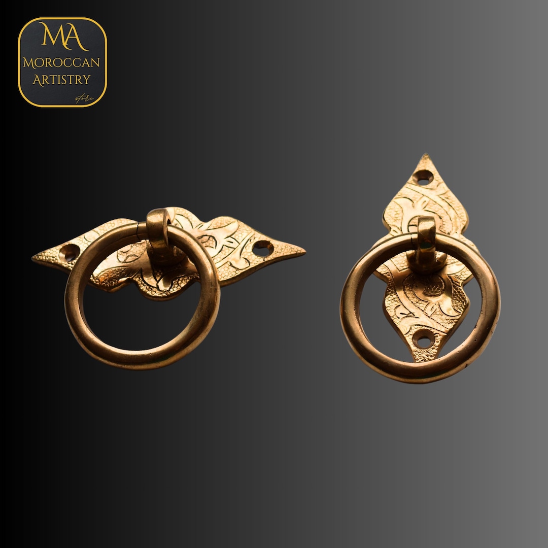 Moroccan Brass Towel Rod Bar Drawer Knob Back Plate Drop Ring Pulls Dresser Pul Knobs Kitchen ...