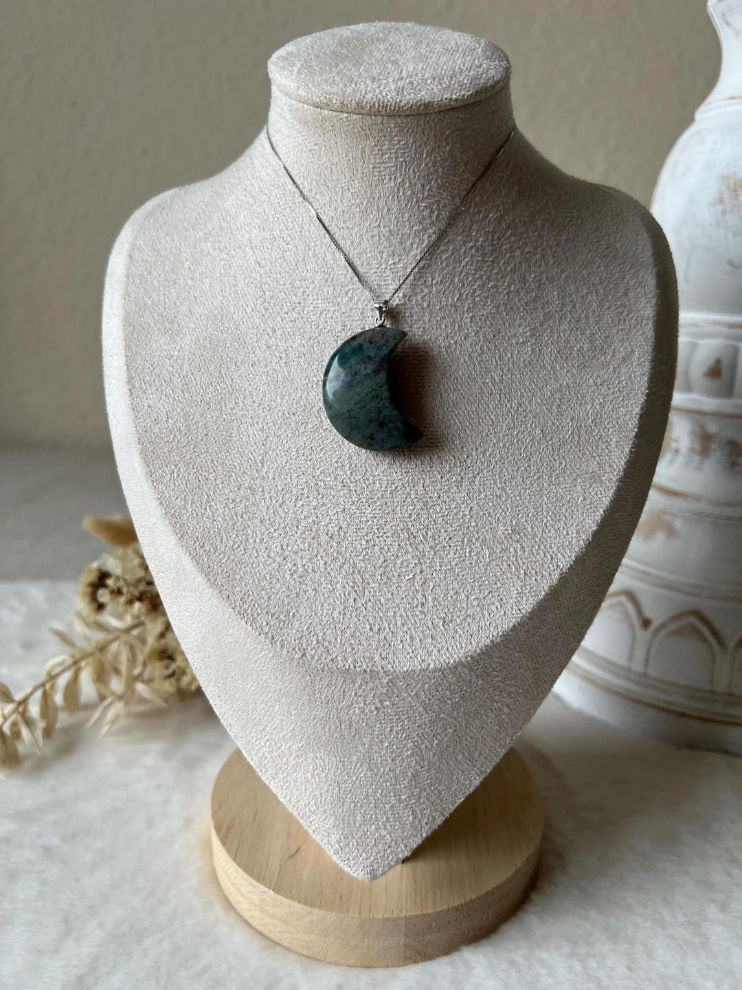 Ocean Jasper Moon Pendant 925 Silver - Etsy
