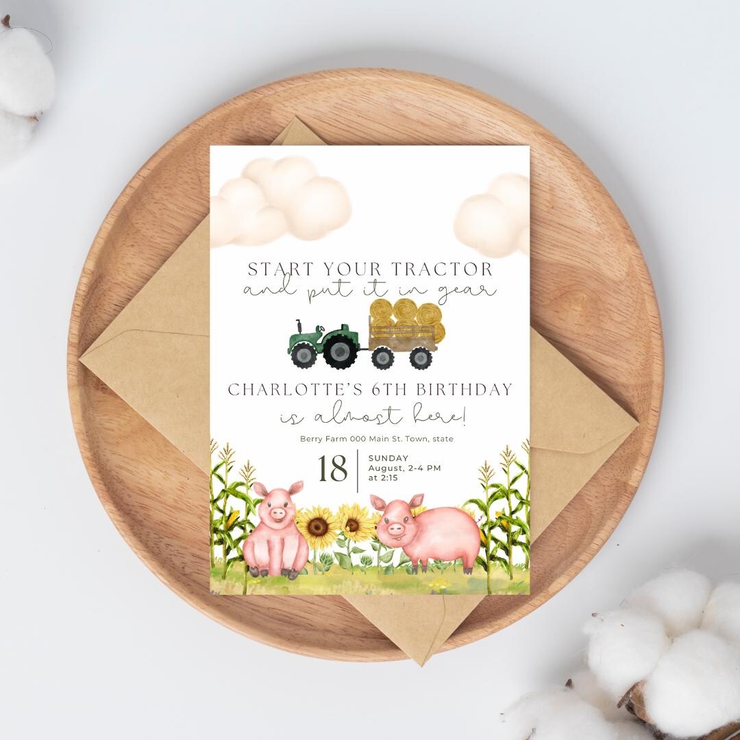 Farm Themed Birthday Invitation - Etsy