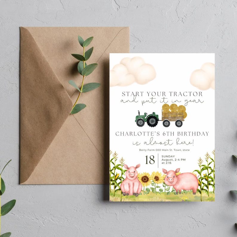 Farm Themed Birthday Invitation - Etsy