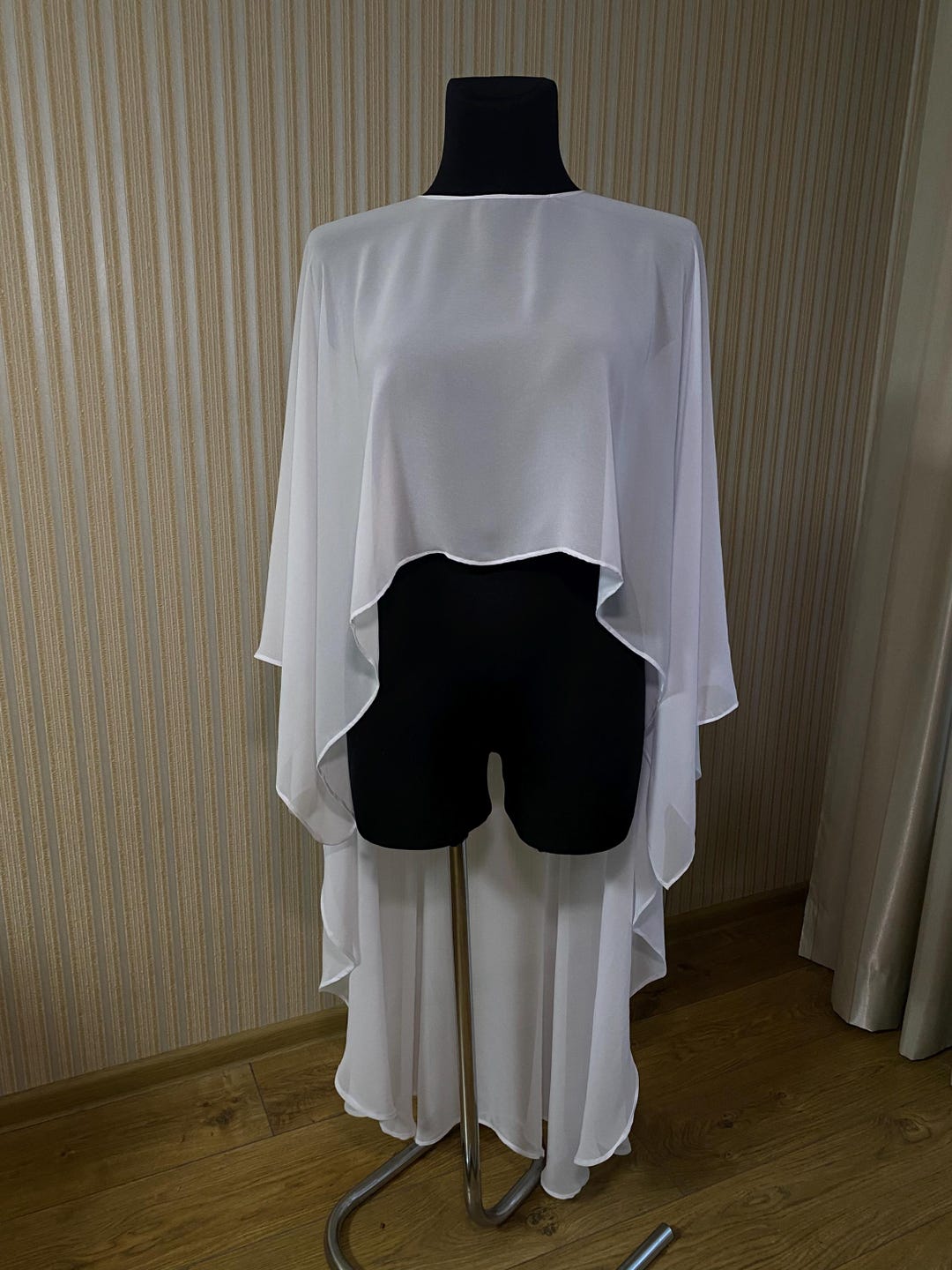 Minimalist Chiffon Cape, Shoulder Cape Veil, Cathedral Cape, Wide ...