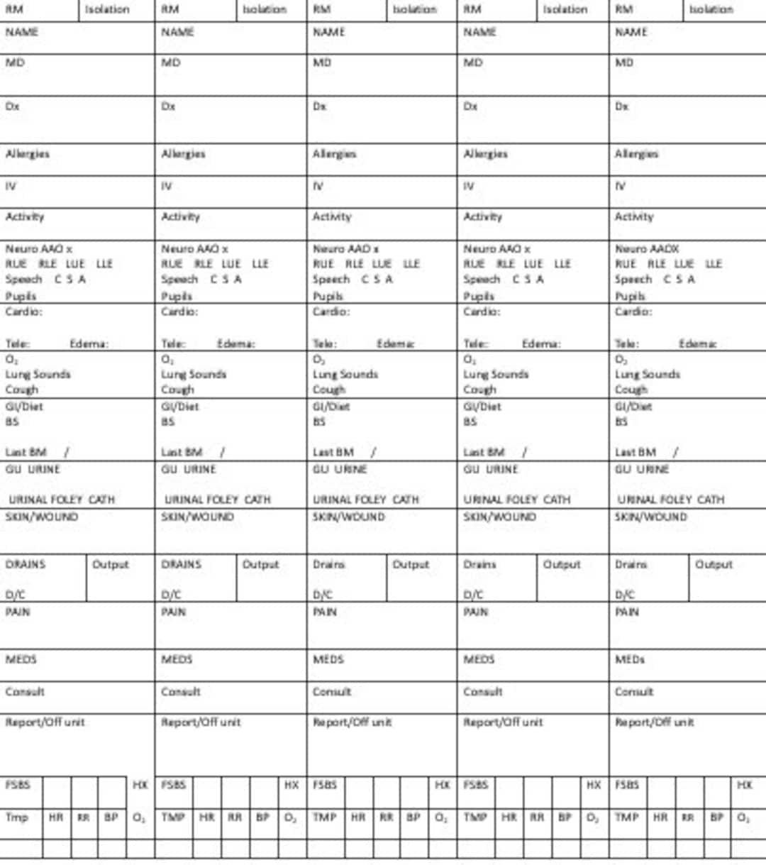 5 Patient Report Sheet - Etsy