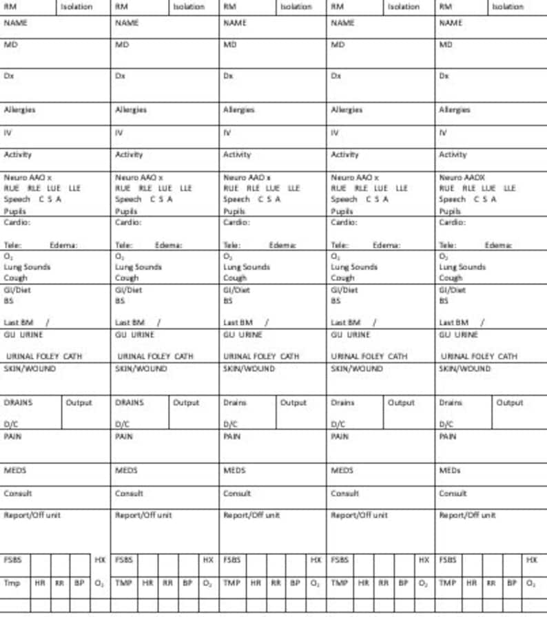5 Patient Report Sheet - Etsy