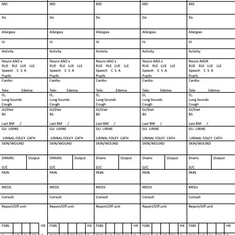 Nursing Rounding Sheet - Etsy