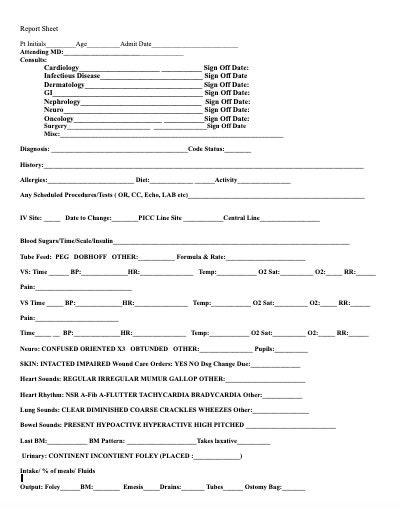 Single Patient Report Sheet - Etsy