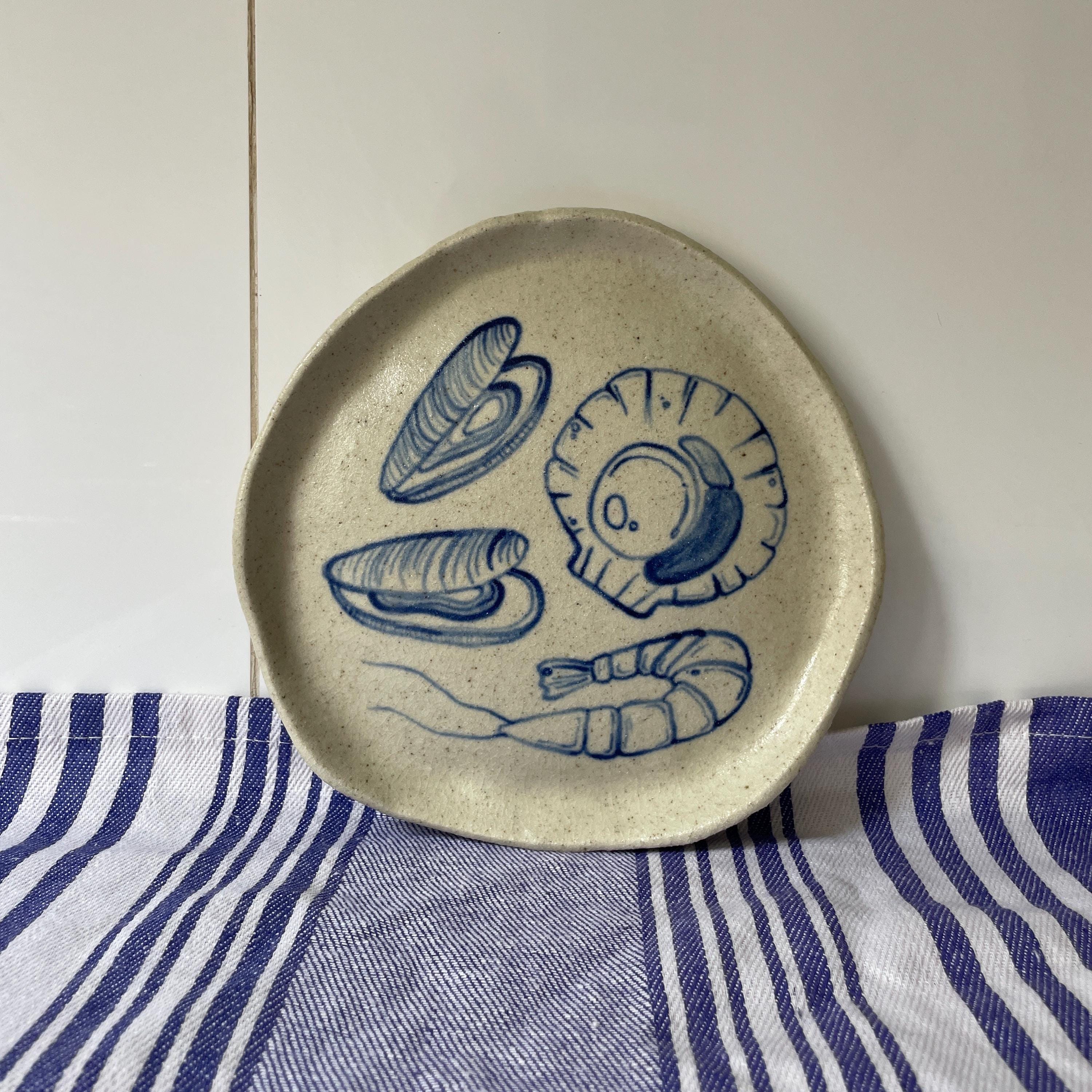 Ceramic Seafood Plate Handmade - Etsy