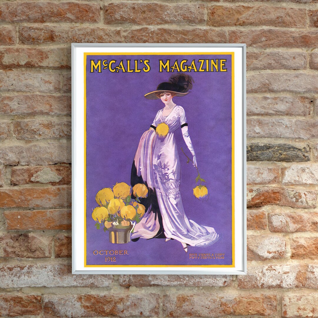 Vintage Mccall’s Magazine Cover – October 1912 | Elegant Lady & Yellow ...