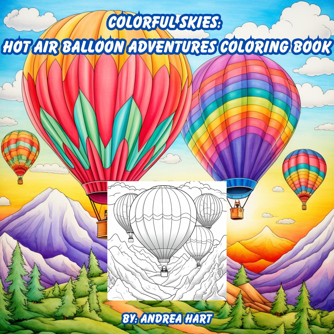 Colorful Skies: Hot Air Balloon Adventures Coloring Page - Etsy