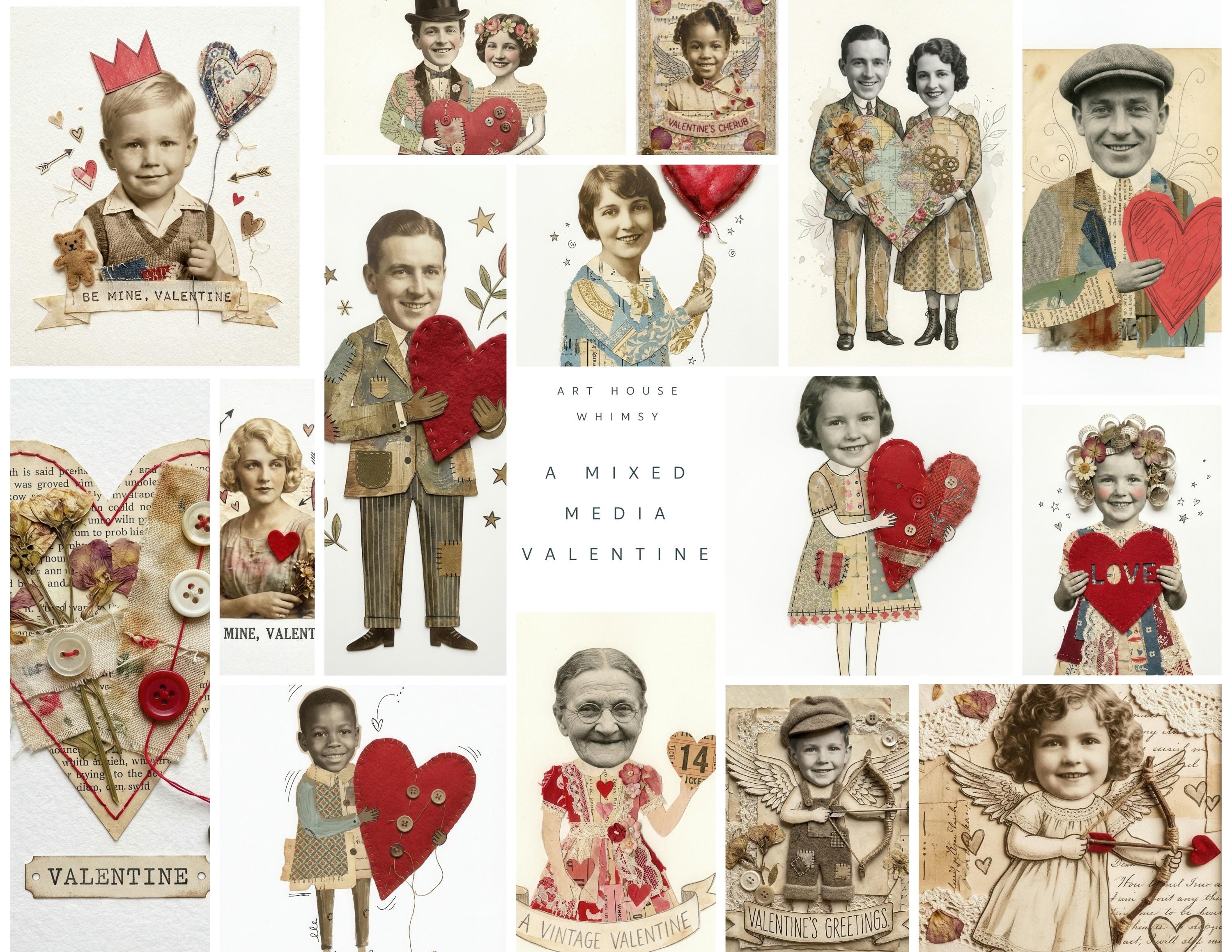 A Mixed Media Valentine: Cute Whimsical Vintage Valentines, 64 Jpeg ...