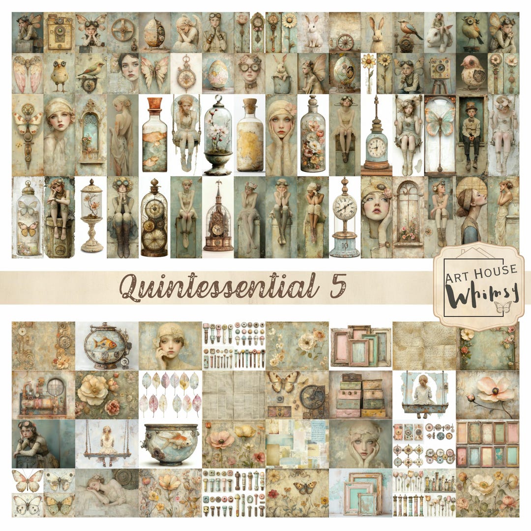 Quintessential 5: Spring Steampunk Digital Art, Vintage Pastel Designs ...