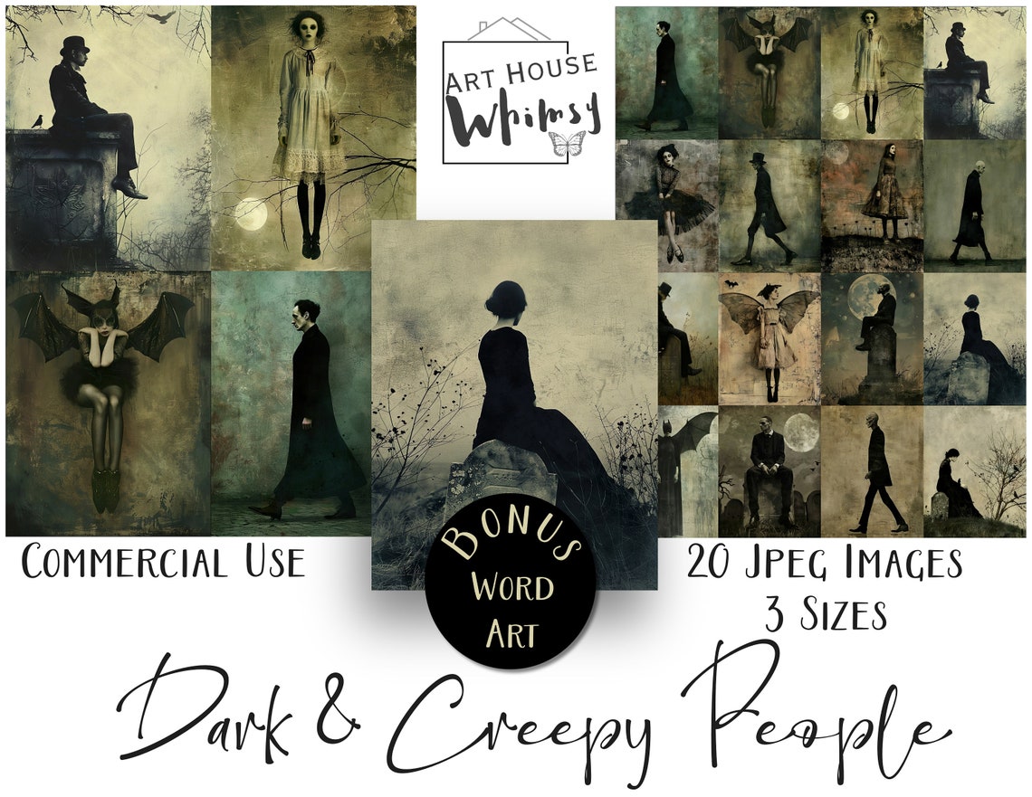 Dark & Creepy People 1: Gothic Horror People Art, Eerie Halloween ...