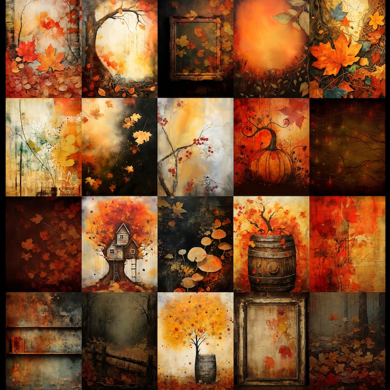 Fall's Forest Creatures and Dancing Leaves-whimsical Mixed Media ...