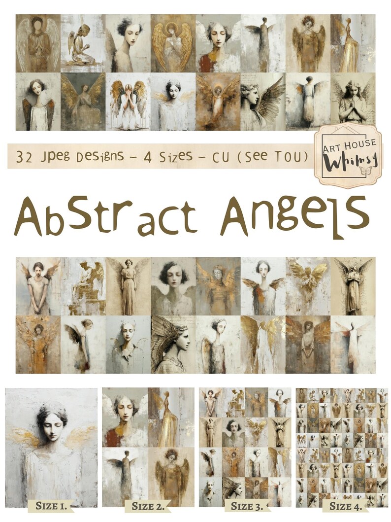 Abstract Angels: 32 Painterly Serene Designs, Christmas Angels, 4 Sizes ...