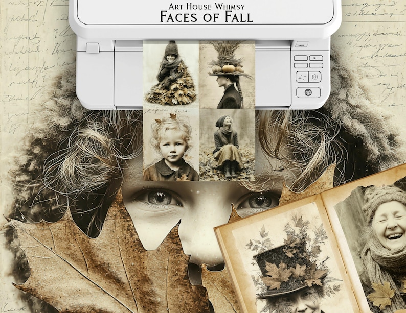 Faces of Fall Sepia Portraits: Autumn Digital Art (digital Download) - Etsy