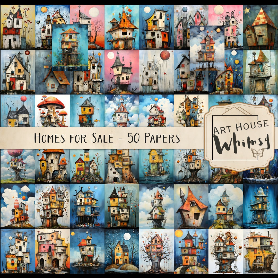 Homes for Sale - 50 Whimsical House Backgrounds, Vibrant Colorful ...