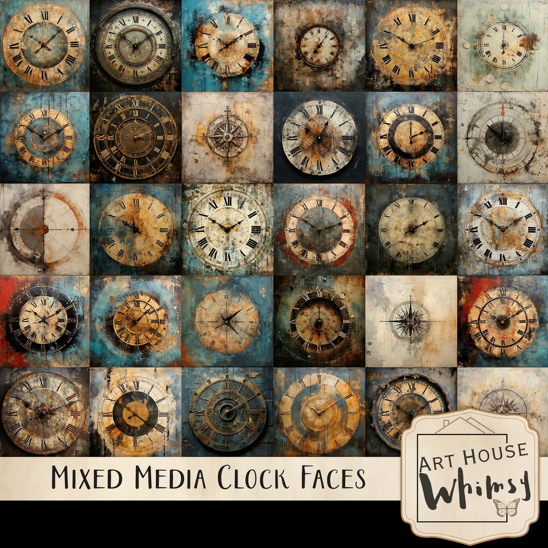 Mixed Media Clock Faces: Grunge Junk Journal Embellishments (commercial ...