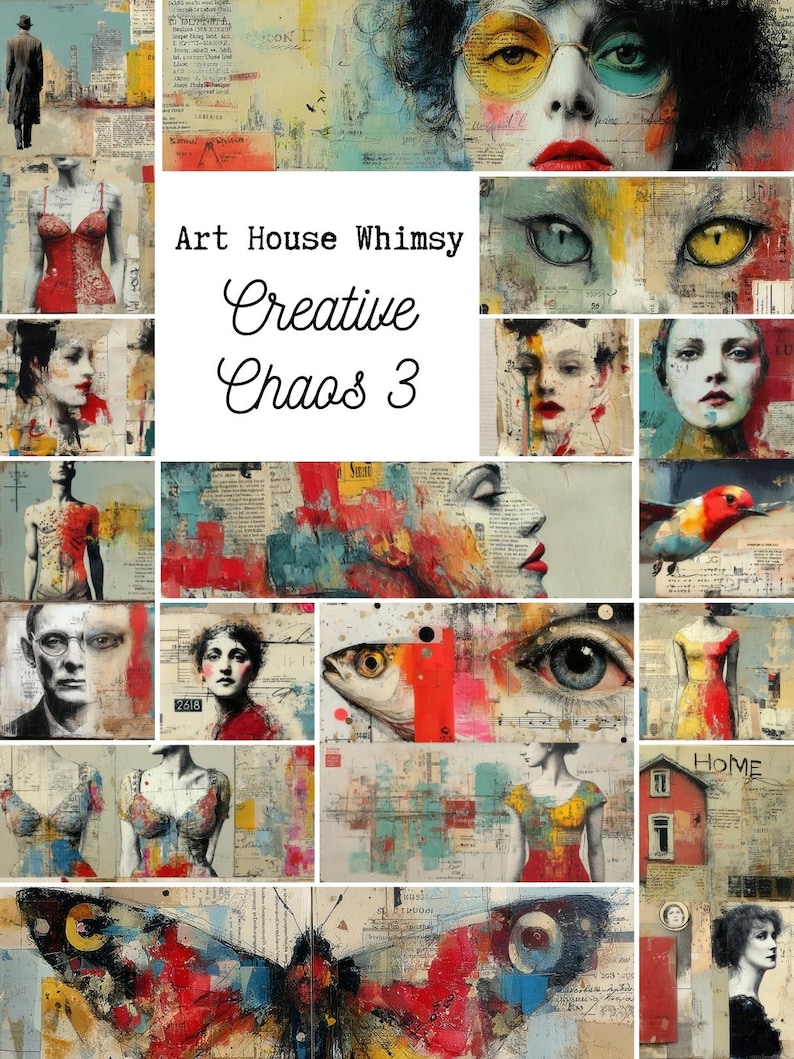 Creative Chaos 3: Mixed Media Style Papers, 25 Collage Designs (11x8.5 ...