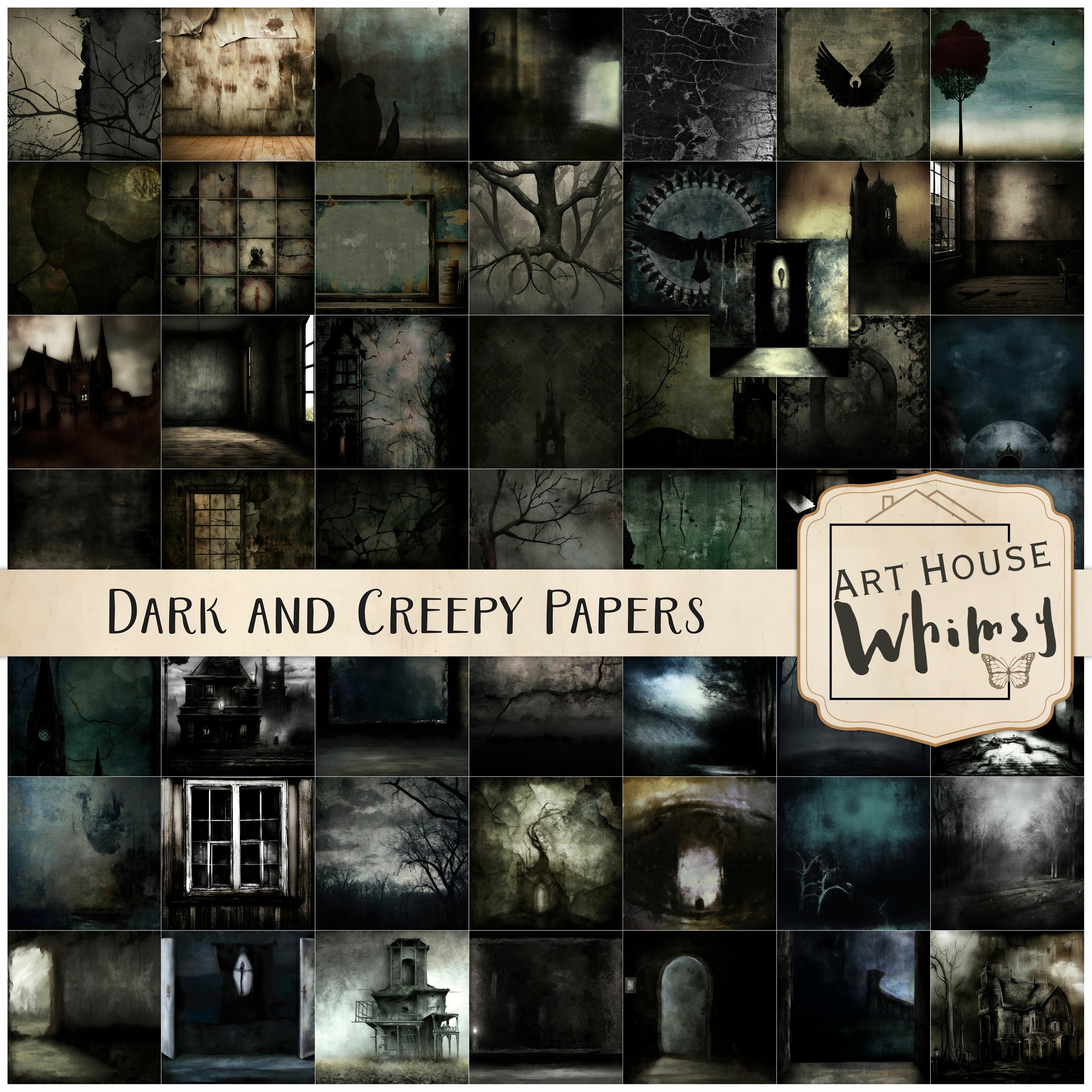 Dark & Creepy Papers: Gothic Halloween Digital Paper Backgrounds ...