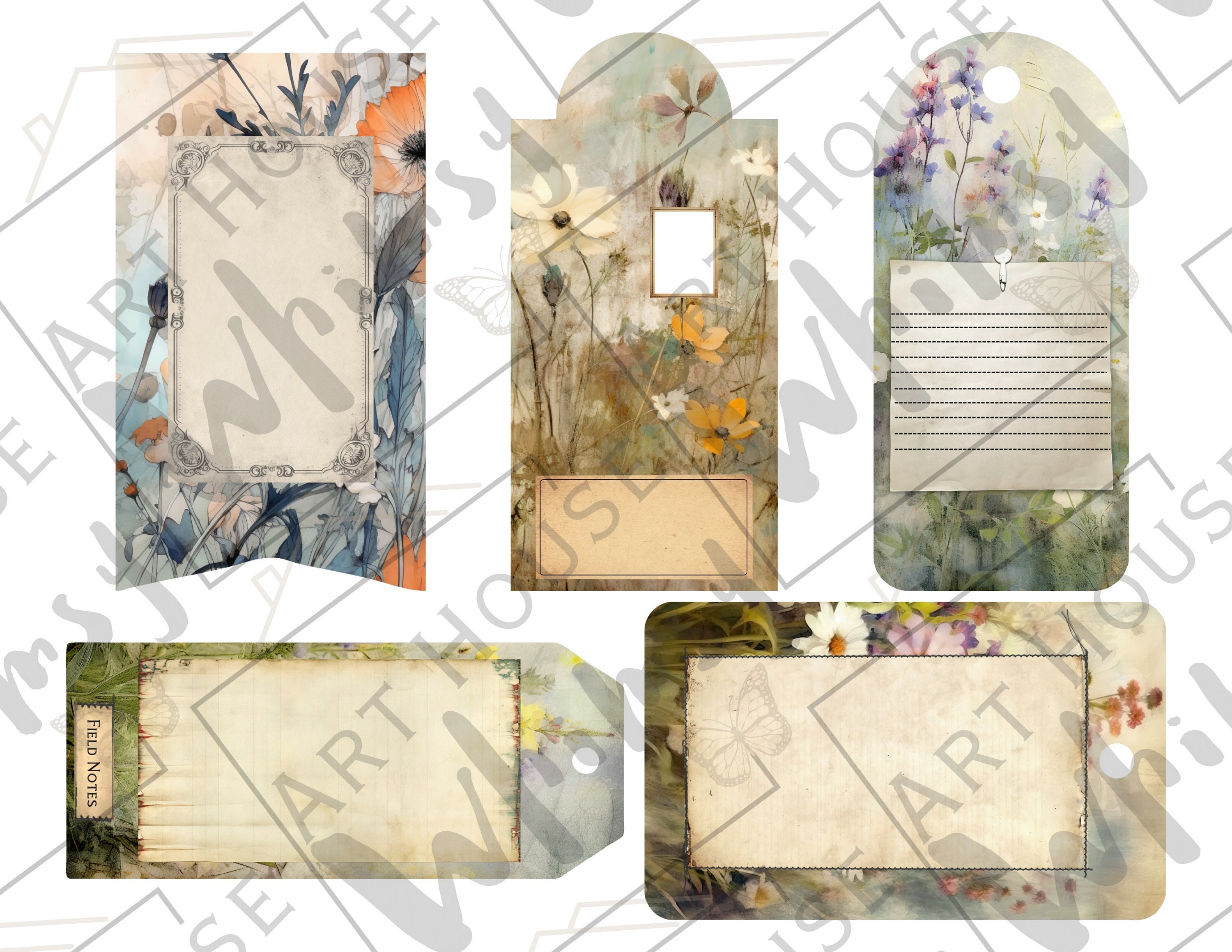 Vintage Wildflower Papers 10 Printable Botanical Papers & - Etsy