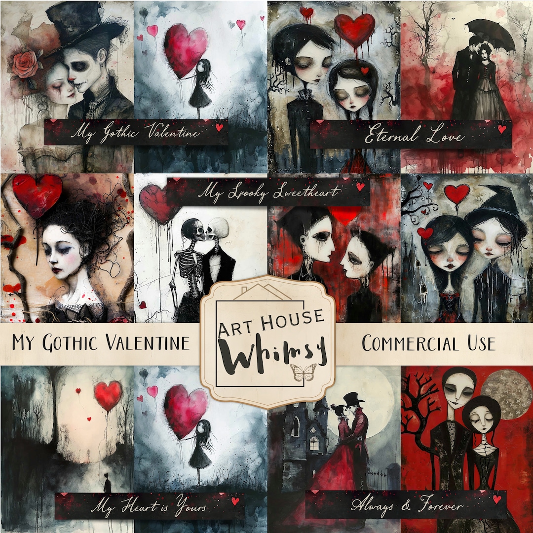 My Gothic Valentine - 12 Dark Love Themed Gothic Pages (3 Sizes) & 6 ...